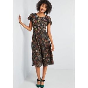 Modcloth | Dresses | Modcloth Embellished To Perfection Black Ditzy ...